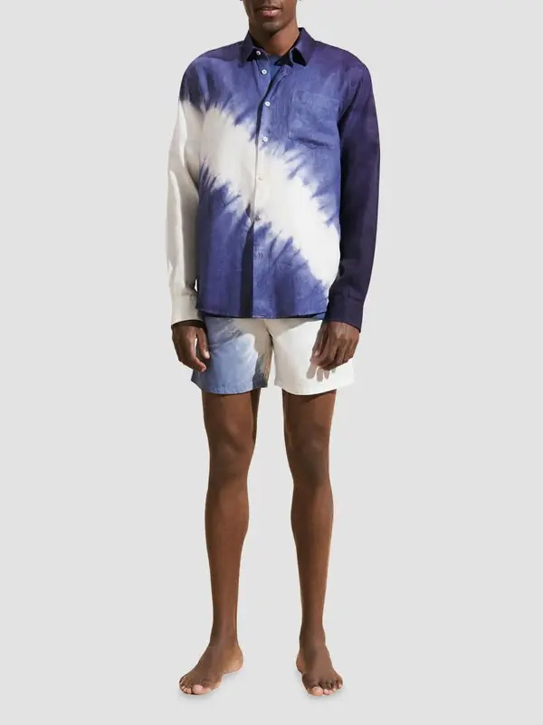 Vilebrequin Graphic Linen Button-front Shirt - Faience