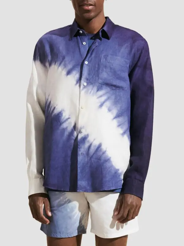 Vilebrequin Graphic Linen Button-front Shirt - Faience