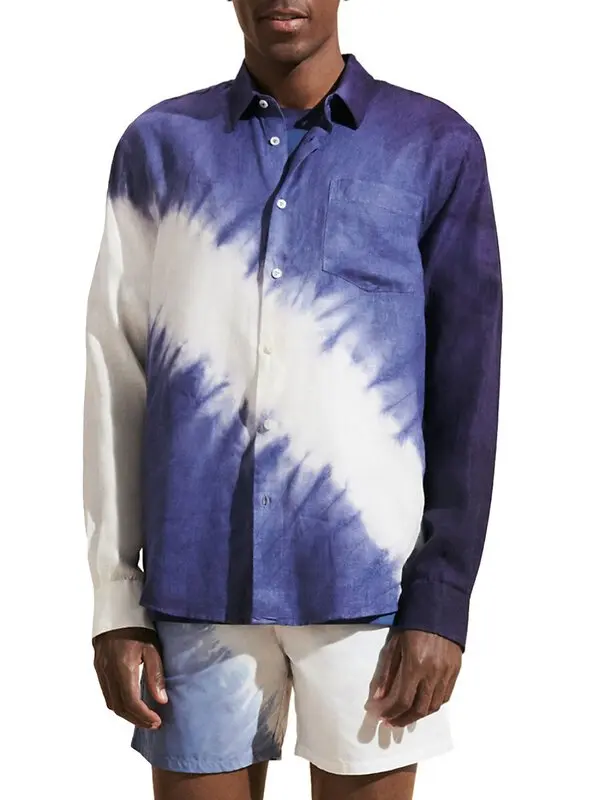 Vilebrequin Graphic Linen Button-front Shirt - Faience