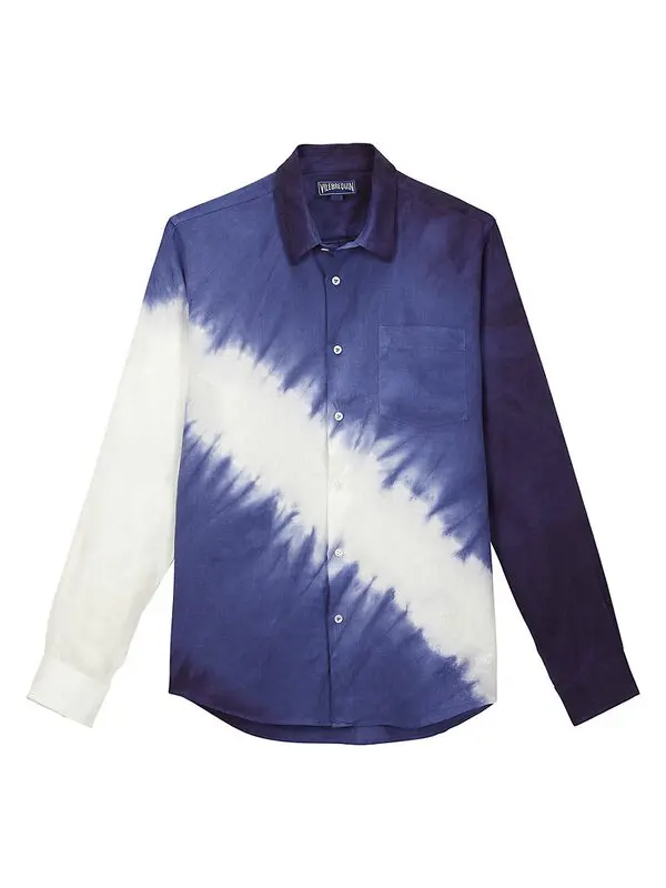 Vilebrequin Graphic Linen Button-front Shirt - Faience