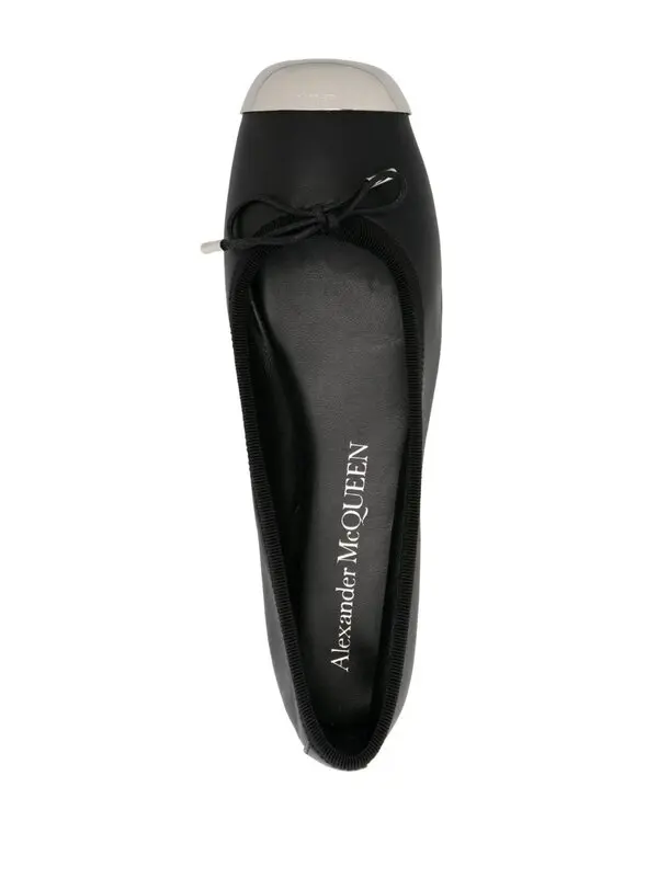 Alexander McQueen Metal-toecap Leather Ballerinas