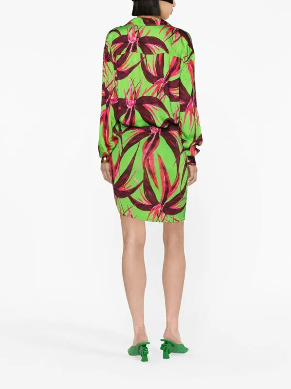 LOUISA BALLOU Coastline Floral-print Miniskirt - Green
