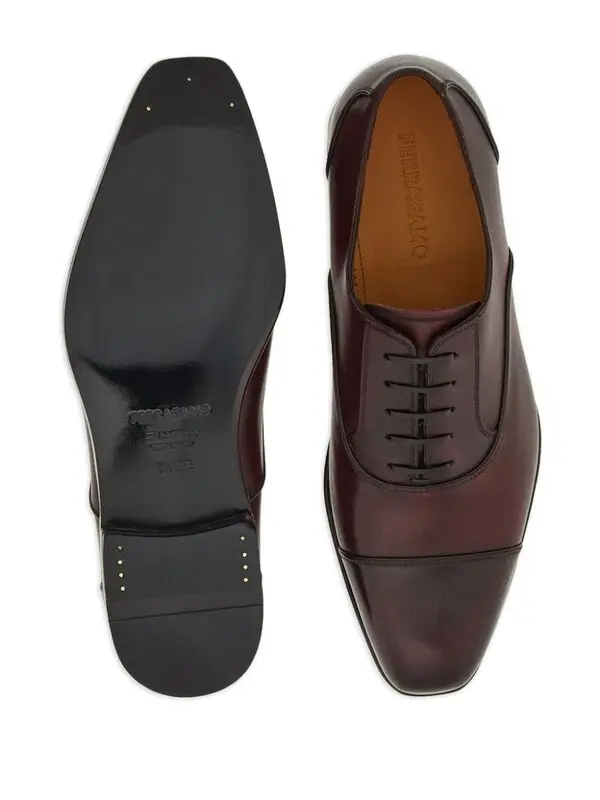 FERRAGAMO Square-toe Leather Oxford Shoes
