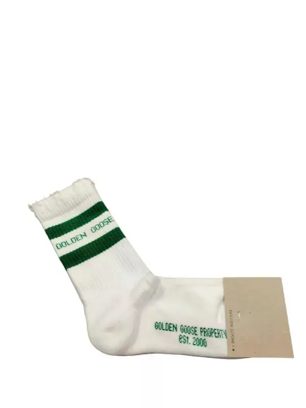 GOLDEN GOOSE Logo Ribbed Ankle Socks
