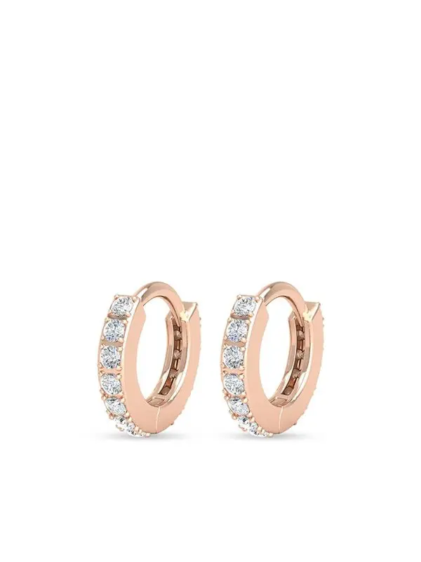 VEYNOU 14kt Rose Gold Diamond Huggie Earrings - Pink