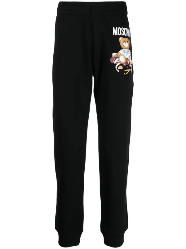 Moschino Cotton Track Pants With Teddy Bear Print