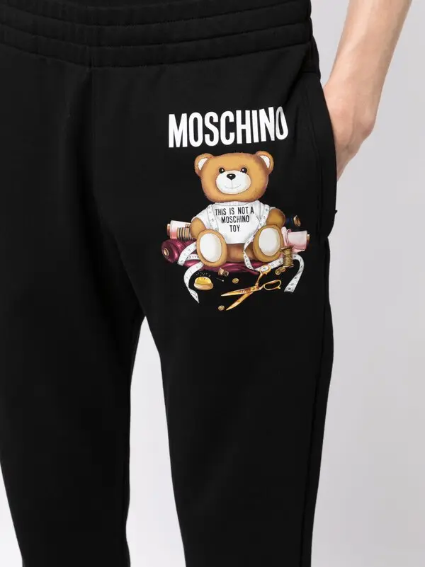 Moschino Cotton Track Pants With Teddy Bear Print