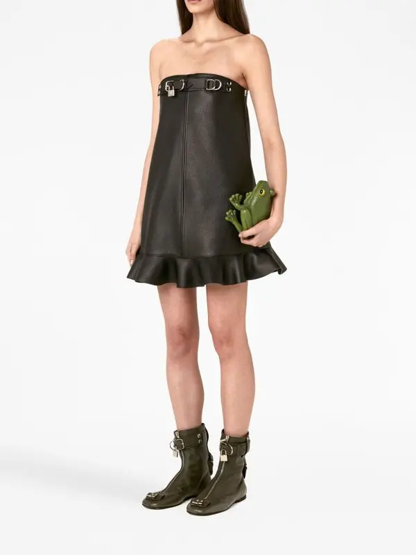 JW Anderson Padlock-embellished Leather Minidress - Black