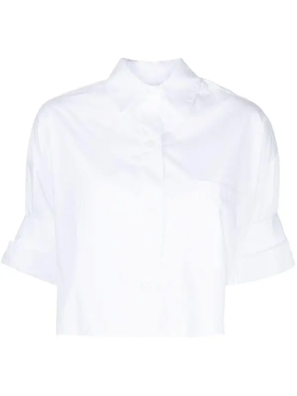 TWP Folded-sleeve Cropped Shirt - White