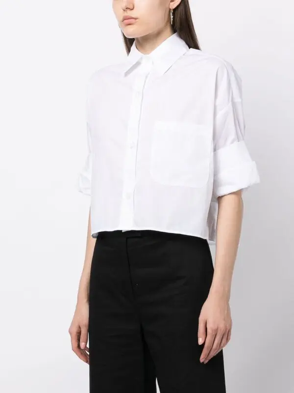 TWP Folded-sleeve Cropped Shirt - White