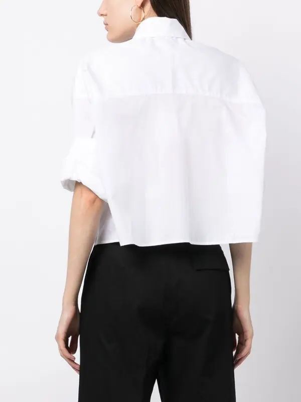 TWP Folded-sleeve Cropped Shirt - White