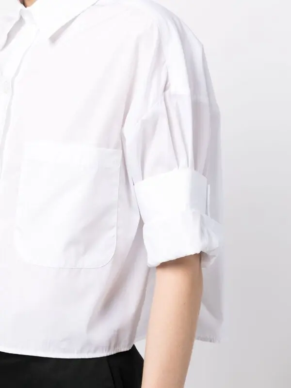 TWP Folded-sleeve Cropped Shirt - White
