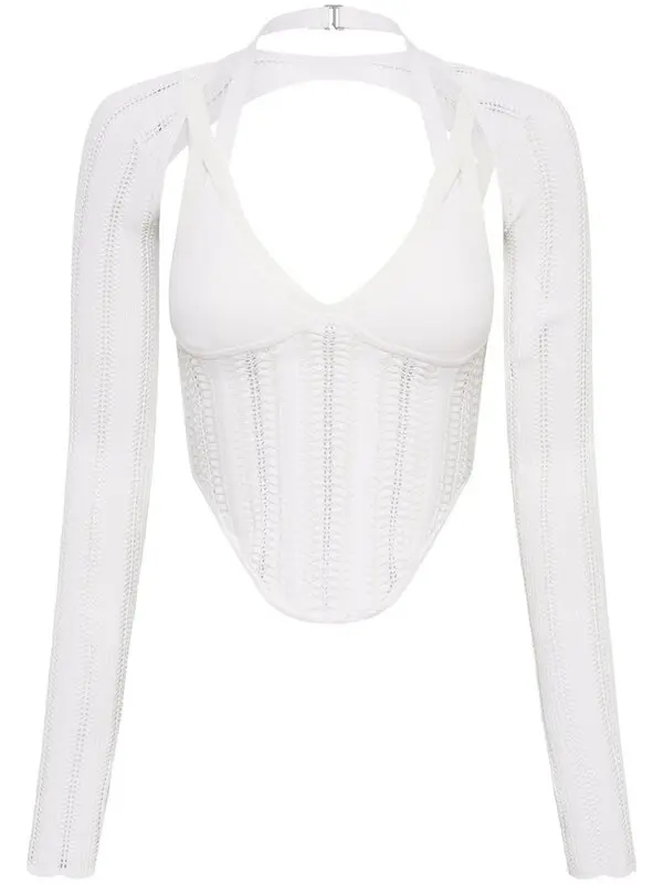 DION LEE Snakeskin-effect Corset Top