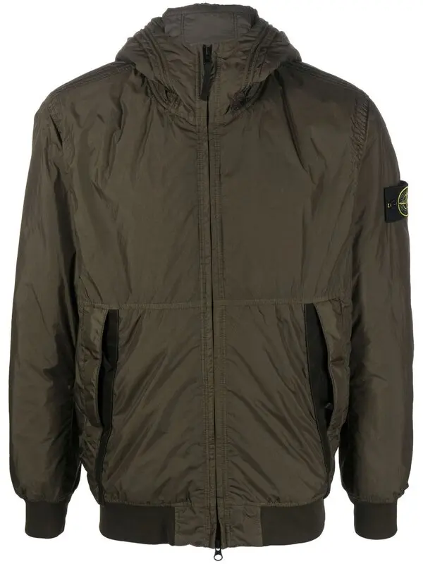 Stone Island Compass-patch Zip-up Jacket - Green