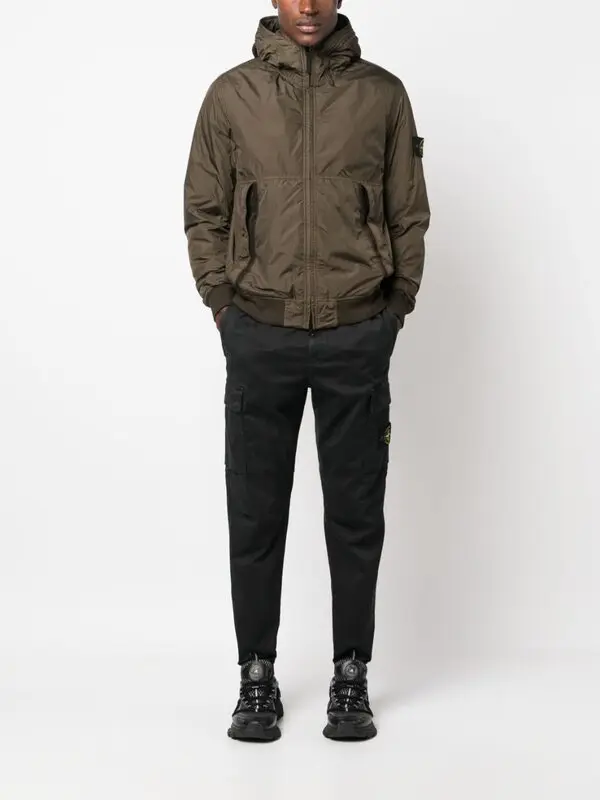 Stone Island Compass-patch Zip-up Jacket - Green