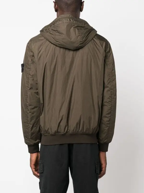 Stone Island Compass-patch Zip-up Jacket - Green