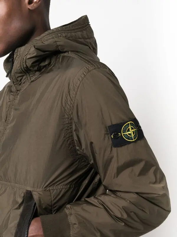 Stone Island Compass-patch Zip-up Jacket - Green