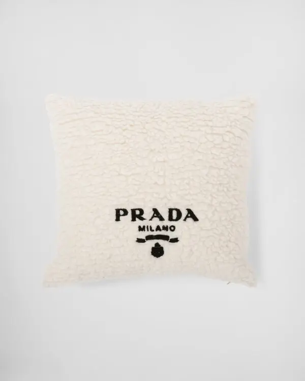 Prada Faux-fur Cashmere And Wool Throw Pillow - Tan/black