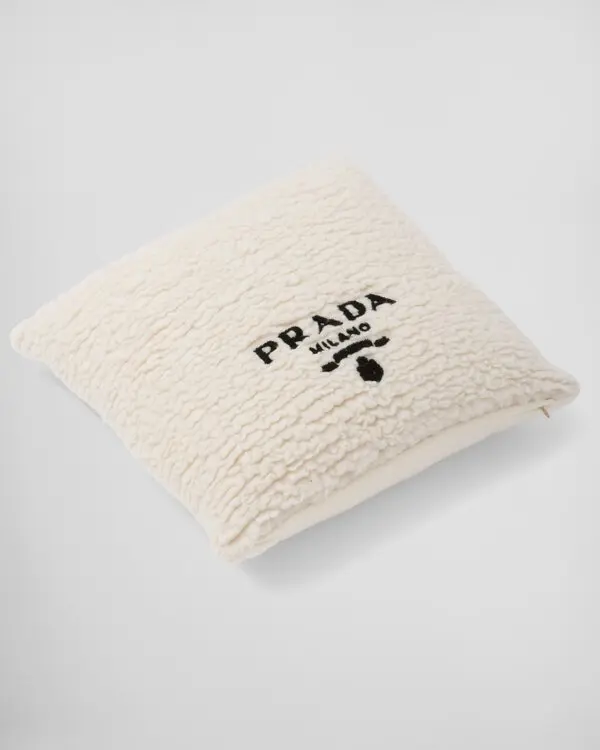 Prada Faux-fur Cashmere And Wool Throw Pillow - Tan/black