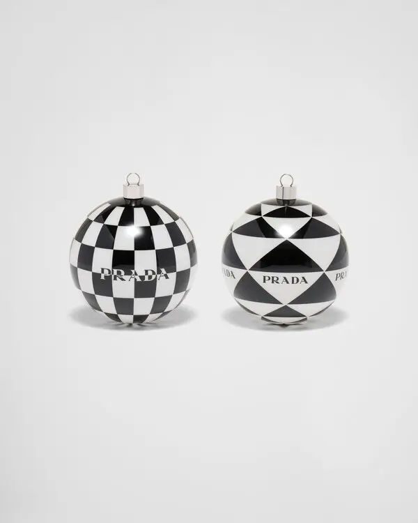 Prada Glass Christmas Ornament Set - White/black