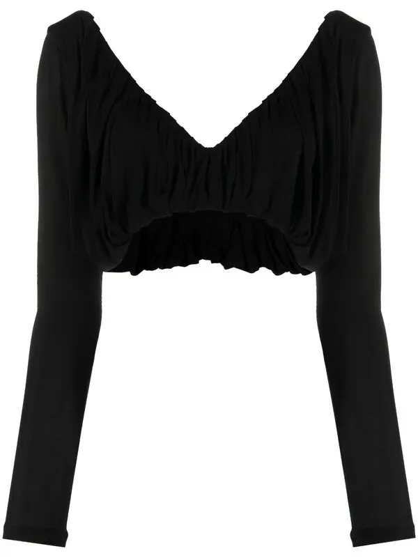 Saint Laurent Gathered Jersey Cropped Top