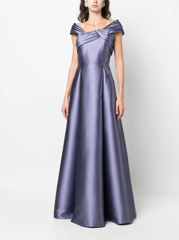 Alberta Ferretti Flared Satin Gown