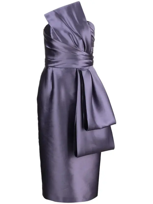 Alberta Ferretti Oversized-bow Strapless Midi Dress - Purple