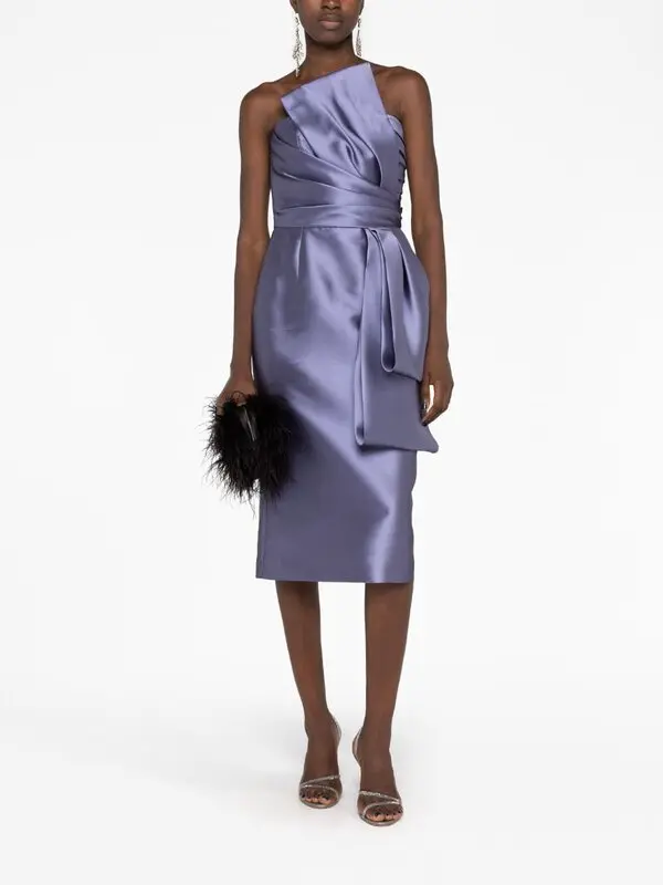 Alberta Ferretti Oversized-bow Strapless Midi Dress - Purple
