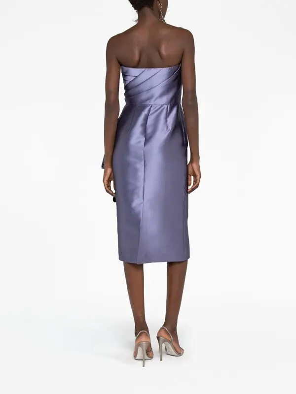 Alberta Ferretti Oversized-bow Strapless Midi Dress - Purple