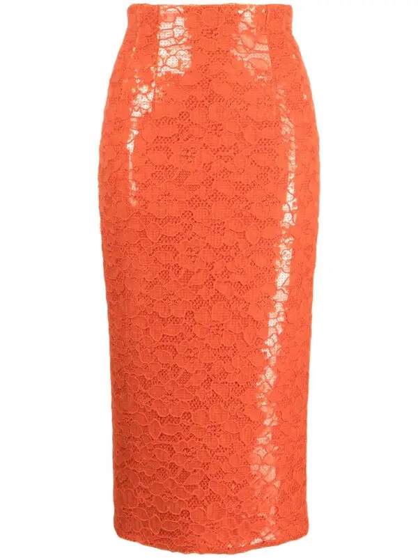 LAQUAN SMITH Sequinned Crêpe And Corded Lace Skirt