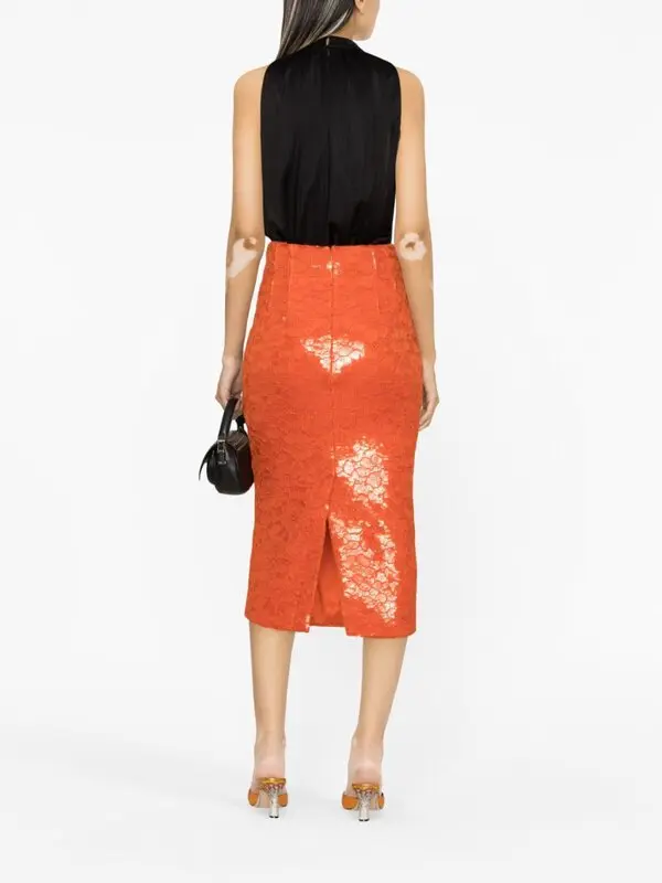 LAQUAN SMITH Sequinned Crêpe And Corded Lace Skirt