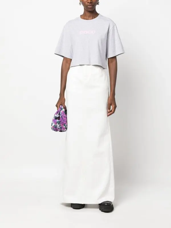 Rabanne Logo-print Cropped T-shirt - Grey
