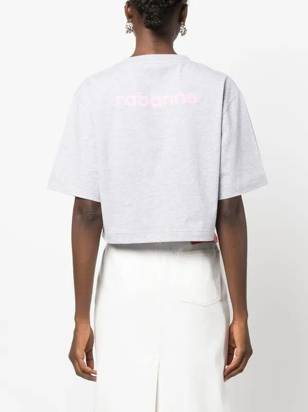 Rabanne Logo-print Cropped T-shirt - Grey