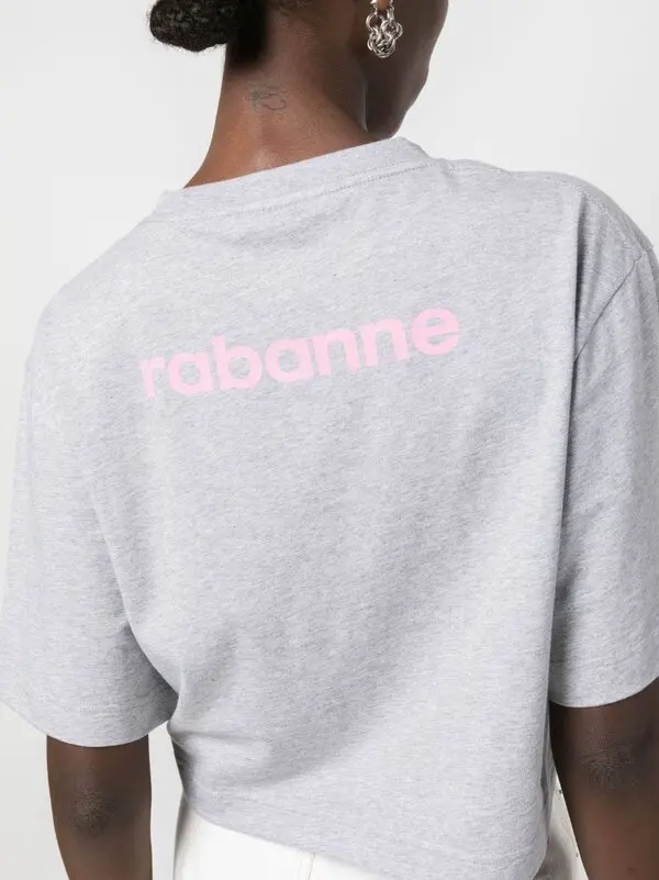 Rabanne Logo-print Cropped T-shirt - Grey