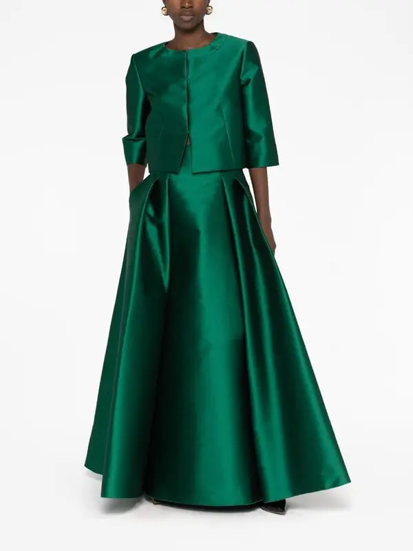 Alberta Ferretti Cropped Satin Jacket - Green