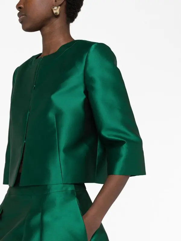 Alberta Ferretti Cropped Satin Jacket - Green