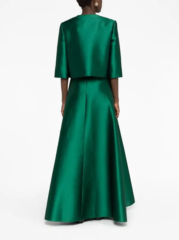 Alberta Ferretti Cropped Satin Jacket - Green