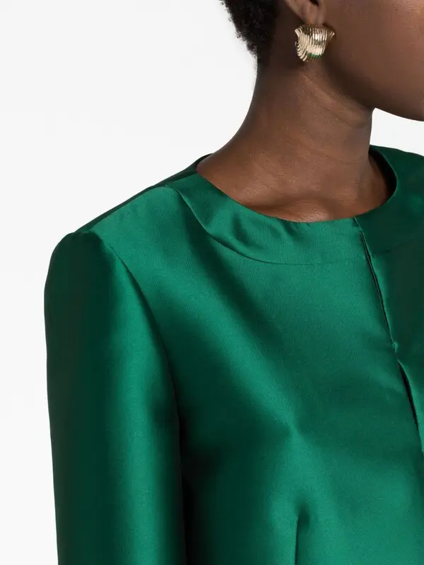Alberta Ferretti Cropped Satin Jacket - Green