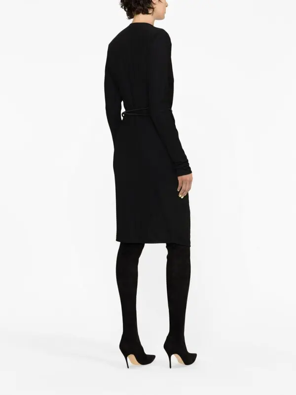 TOM FORD Belted Waist V-neck Dress