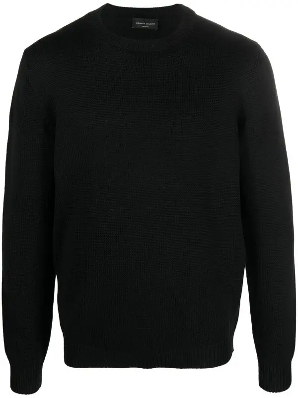 ROBERTO COLLINA Crew-neck Merino Wool Jumper - Black