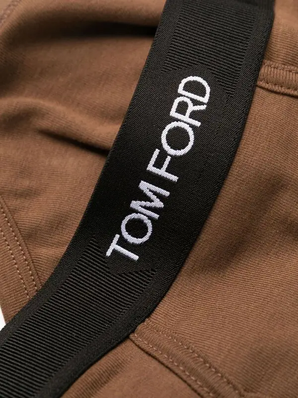 TOM FORD Logo-waistband Stretch-cotton Briefs - Brown