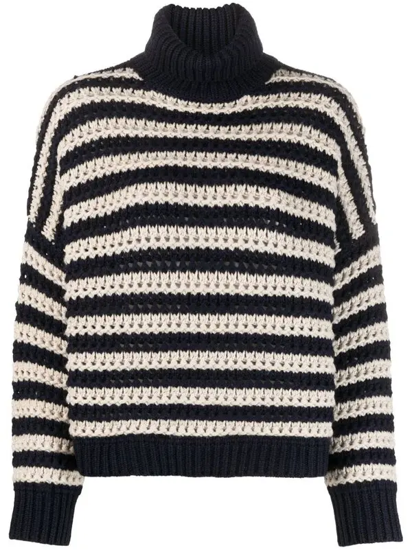 Brunello Cucinelli Stripe-print Turtleneck Jumper