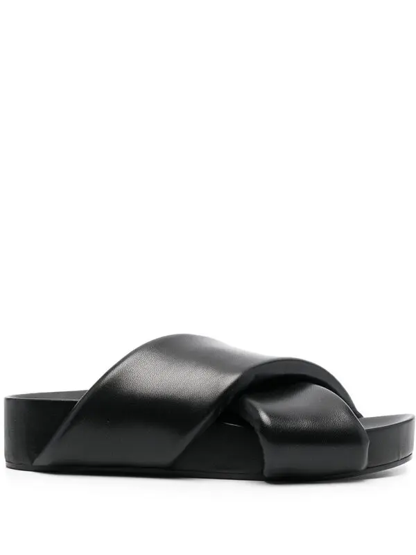 JIL SANDER Cross-over Leather Sandals - Black