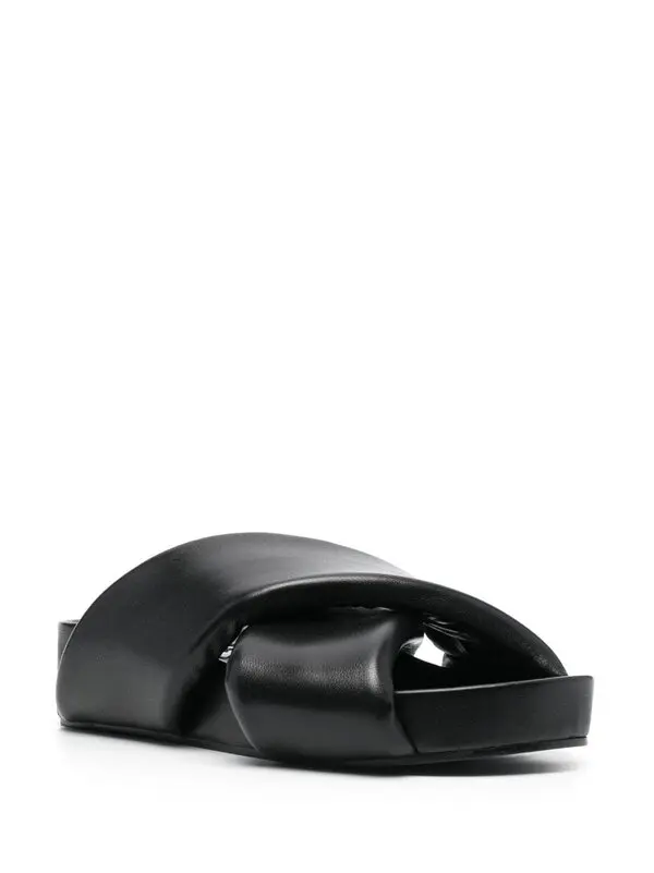 JIL SANDER Cross-over Leather Sandals - Black