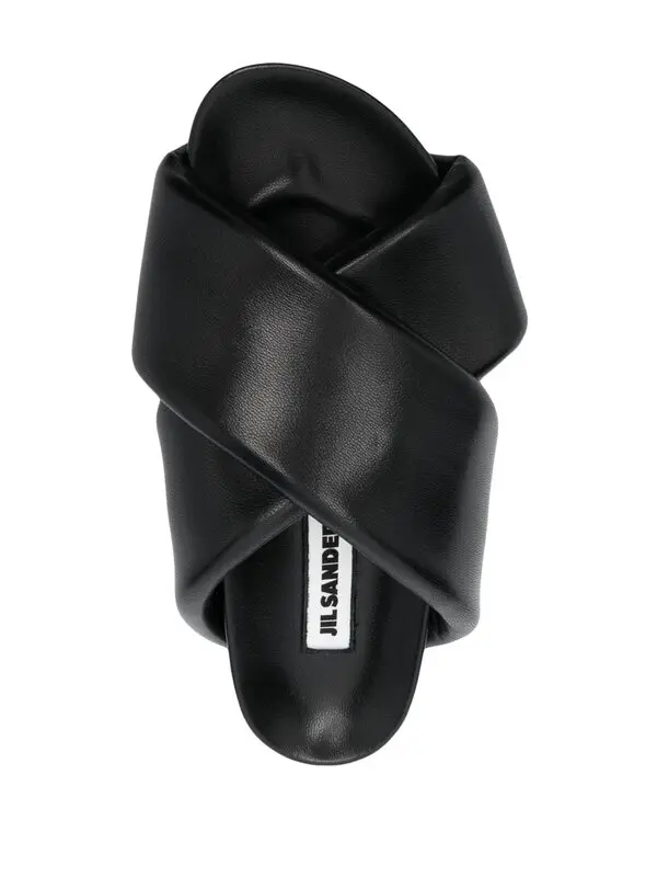 JIL SANDER Cross-over Leather Sandals - Black