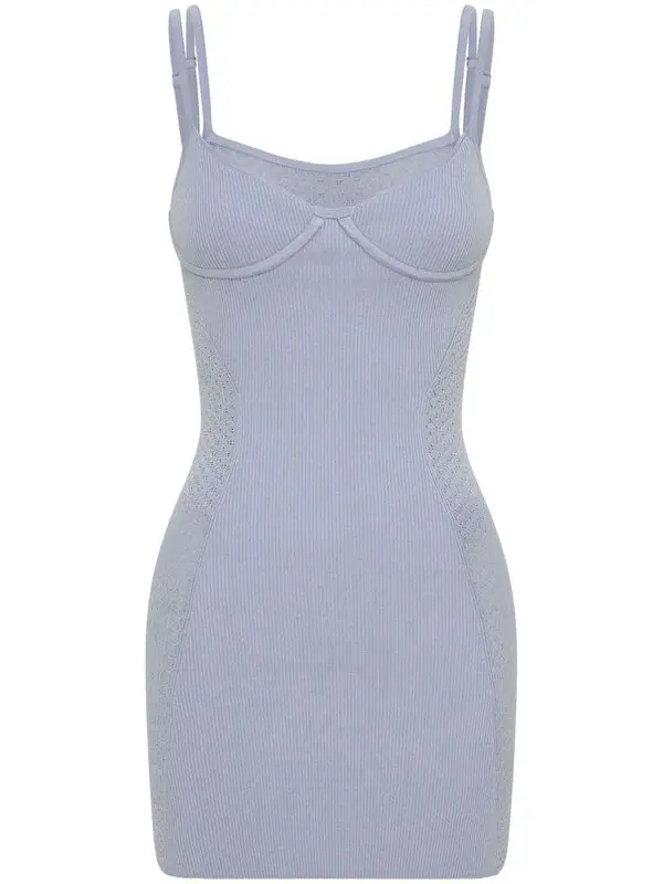 DION LEE Serpent Lace-panel Ribbed-knit Minidress