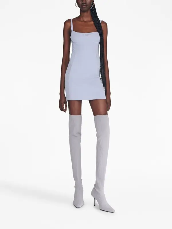 DION LEE Serpent Lace-panel Ribbed-knit Minidress