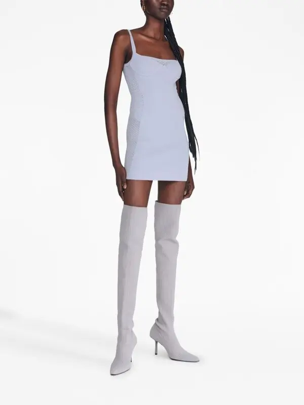 DION LEE Serpent Lace-panel Ribbed-knit Minidress