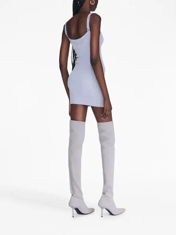 DION LEE Serpent Lace-panel Ribbed-knit Minidress
