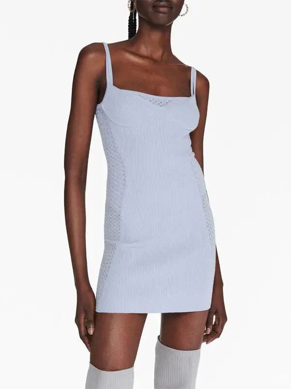 DION LEE Serpent Lace-panel Ribbed-knit Minidress